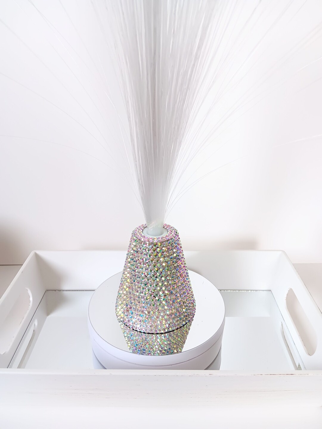 Iridescent Crystal Rhinestone Bling Bedazzled LED Color Changing Fiber ...