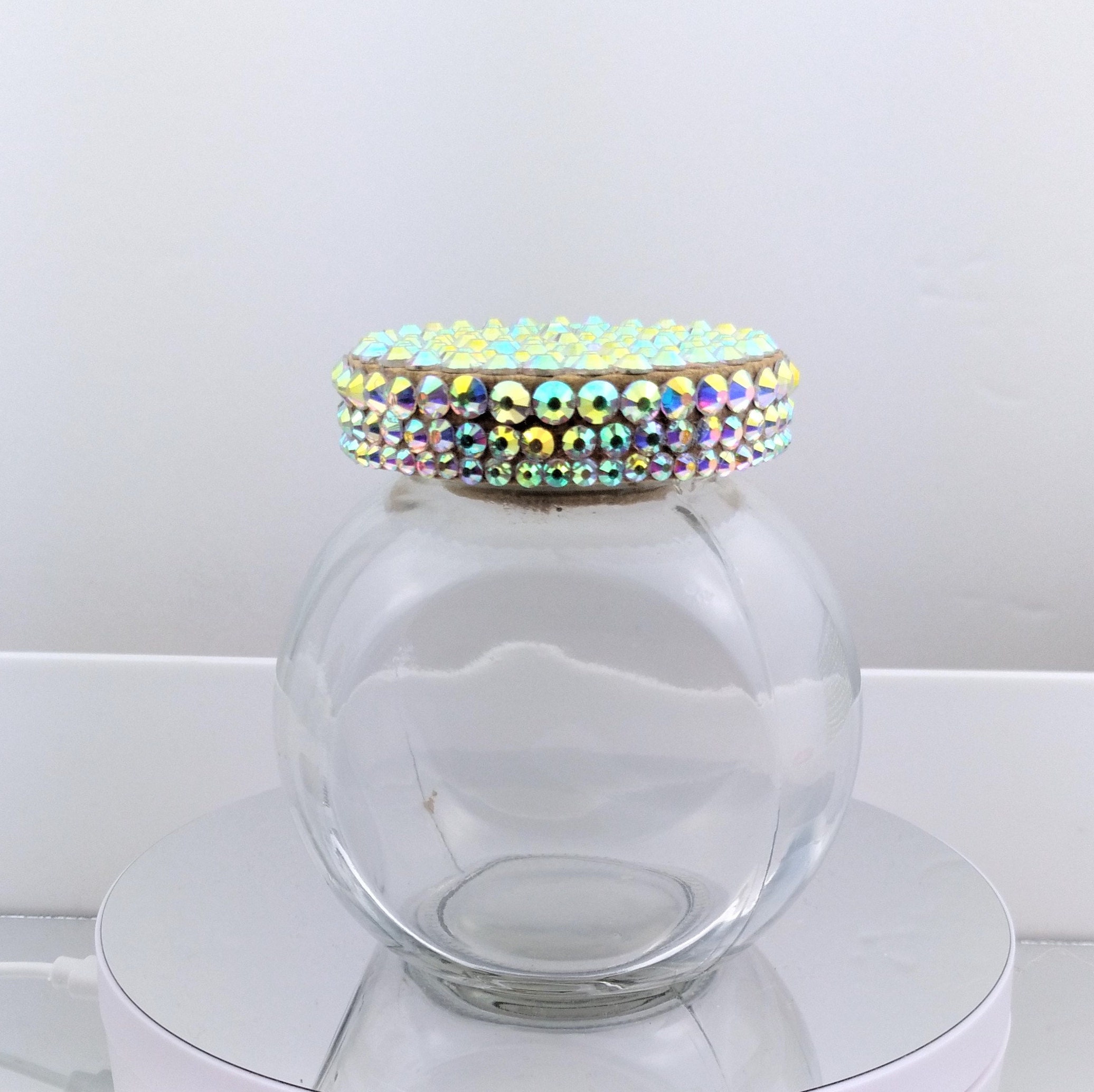 Iridescent Crystal Rhinestone Bling Bedazzled Small Glass Canister - Etsy