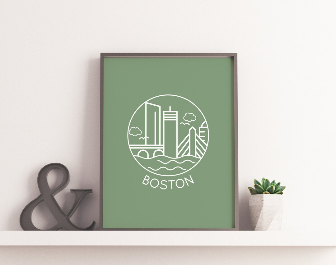 Minimalist Boston Skyline Digital Download, Boston Line Art, Circular ...