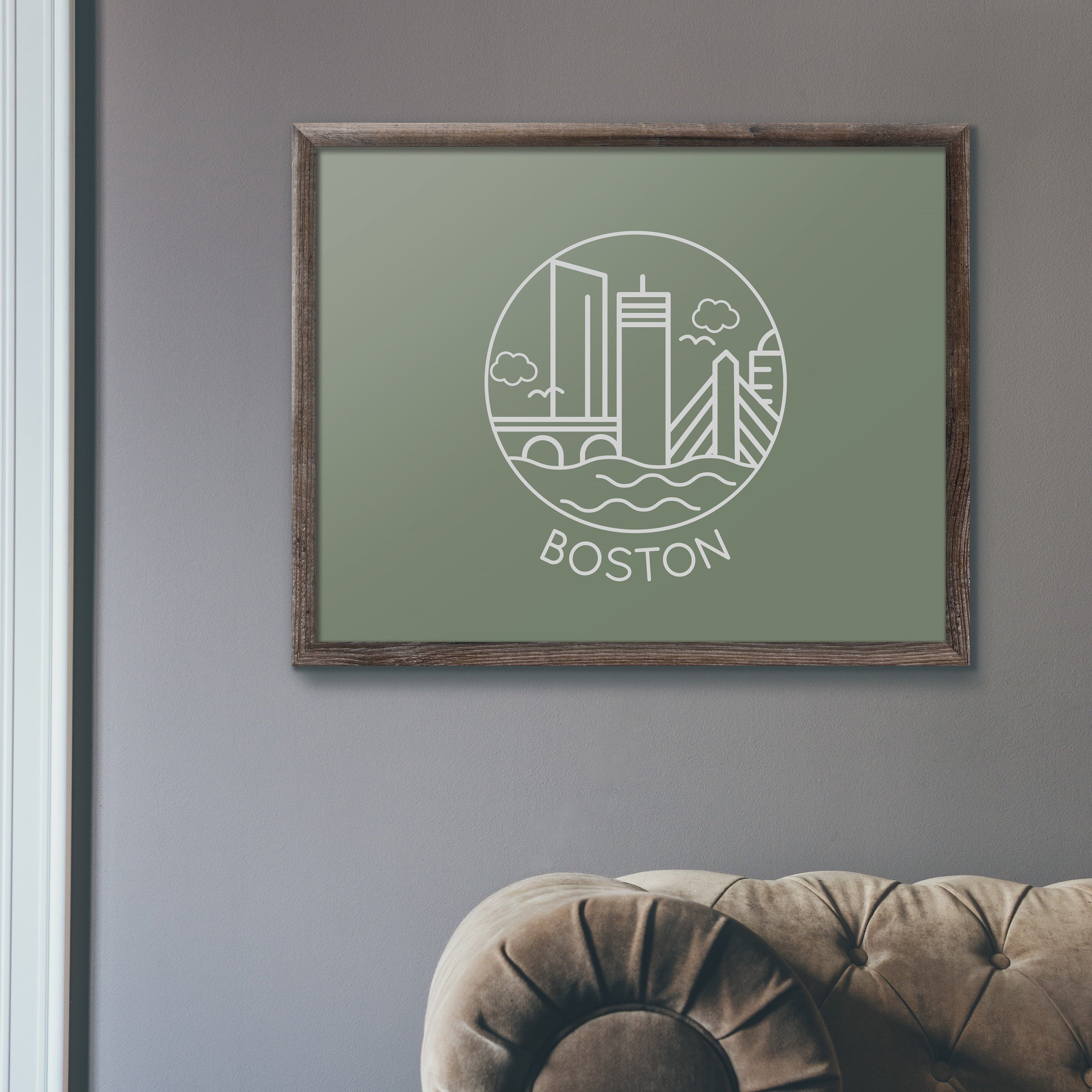 Minimalist Boston Skyline Digital Download, Boston Line Art, Circular ...