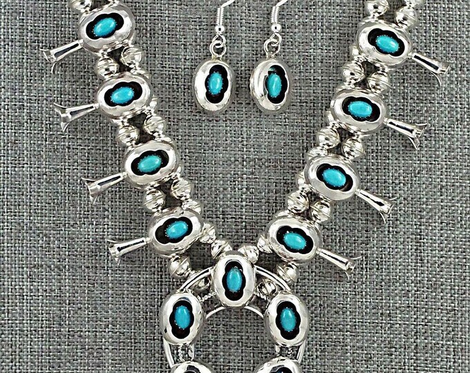 Turquoise & Sterling Silver Mini Squash Blossom Set - Phil Garcia - Etsy