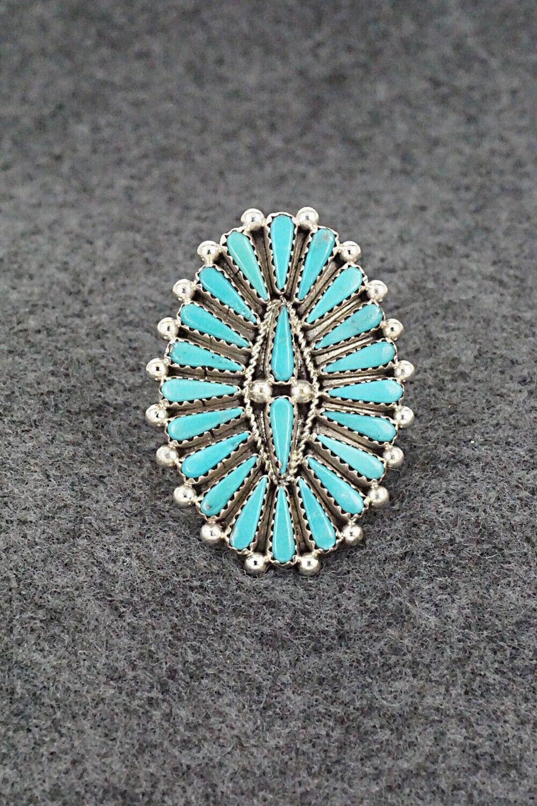Turquoise & Sterling Silver Ring - Kyle Wilson - Size 8 - Etsy