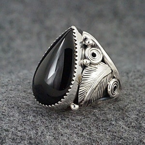 Onyx & Sterling Silver Ring Darrell Morgan Size 8 - Etsy