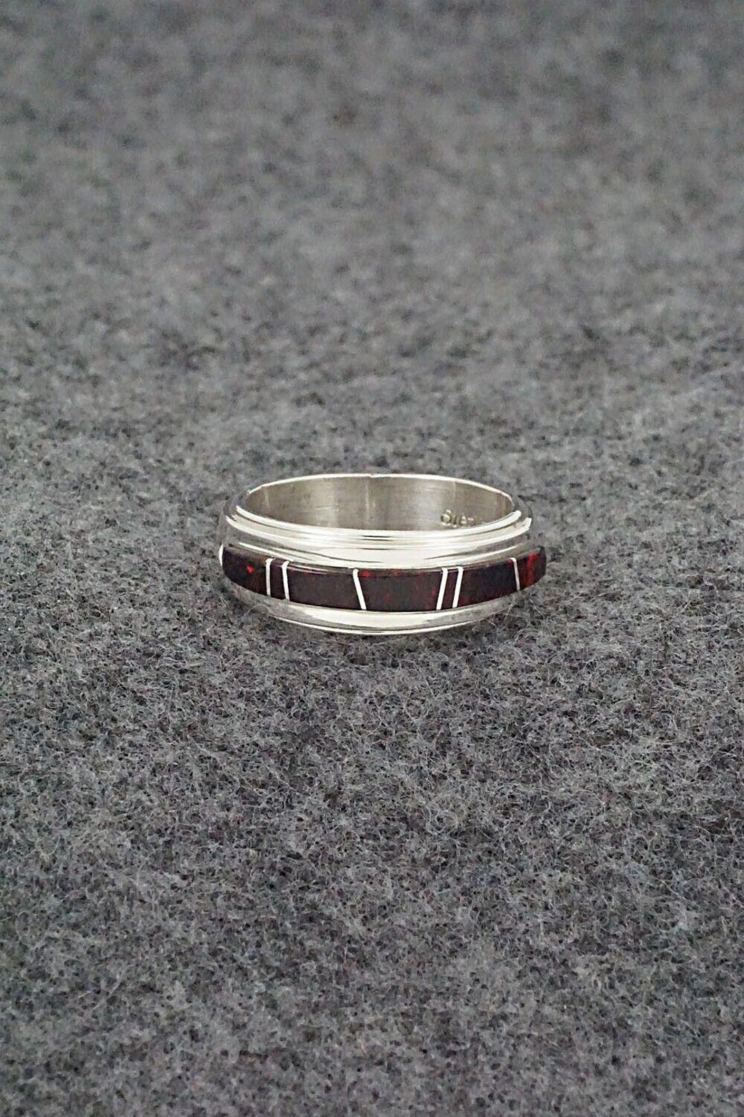 Onyx & Sterling Silver Inlay Ring Wilbert Muskett Jr. Size 7 - Etsy