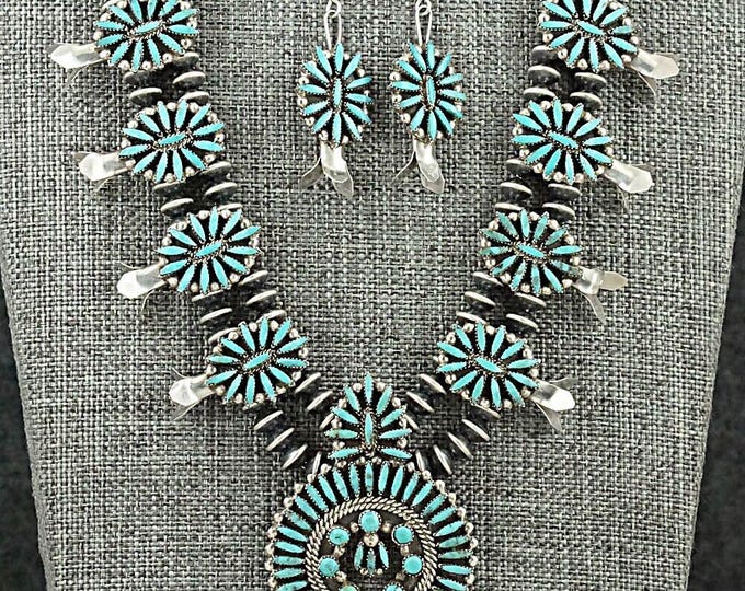 Turquoise & Sterling Silver Mini Squash Blossom Set - Lorena Peina - Etsy