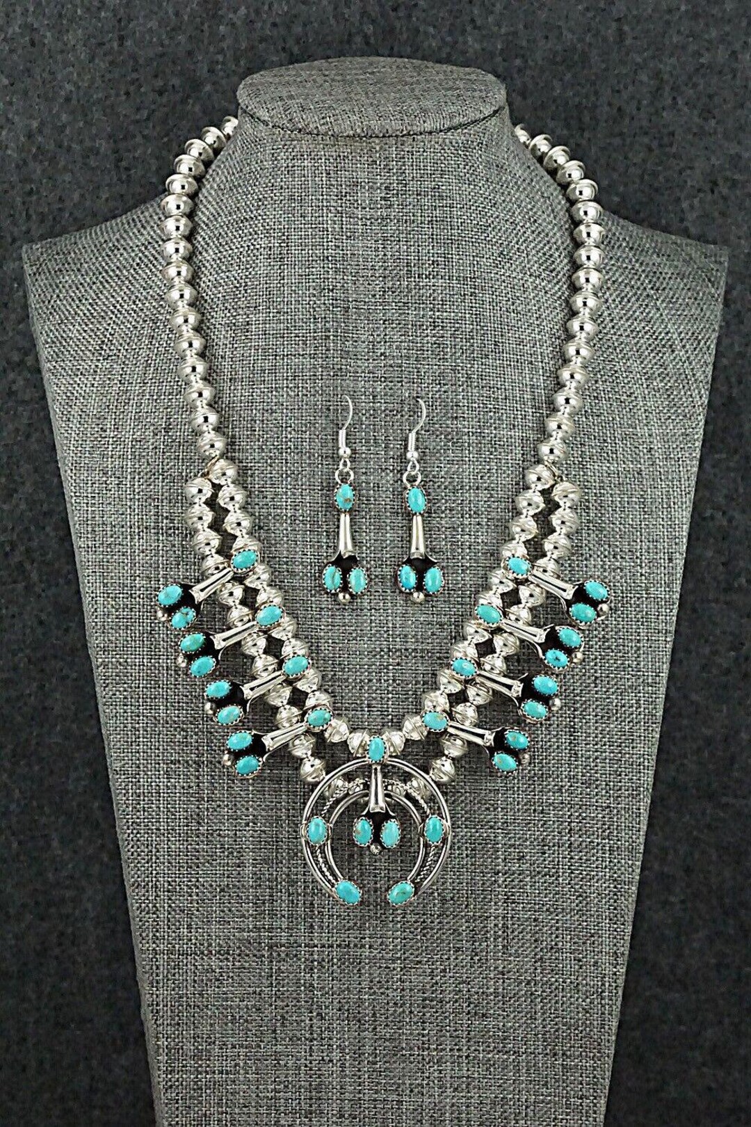 Turquoise & Sterling Silver Mini Squash Blossom Set - Phil Garcia - Etsy