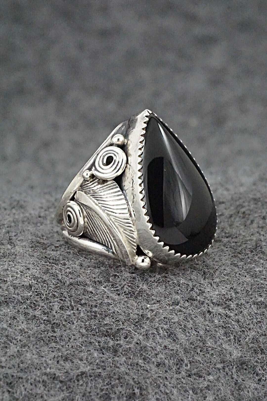 Onyx & Sterling Silver Ring Darrell Morgan Size 7 - Etsy