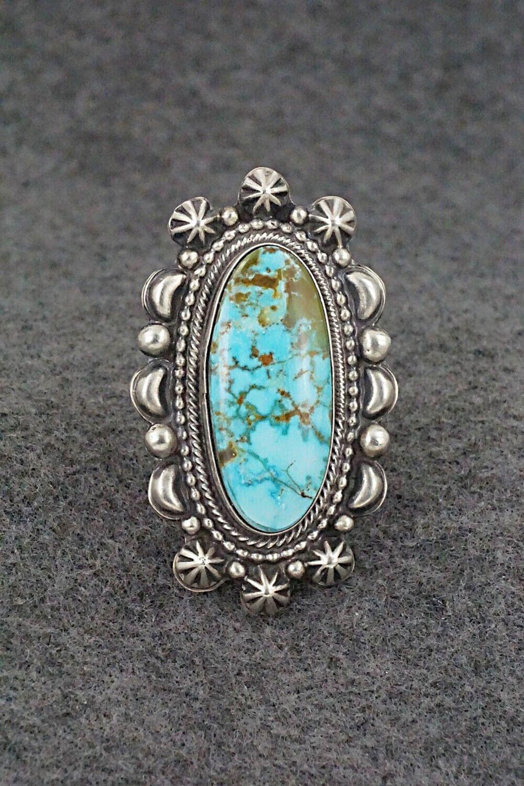 Turquoise & Sterling Silver Ring - Tom Lewis - Size 7.5 - Etsy