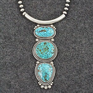 Turquoise & Sterling Silver Necklace Tom Lewis - Etsy