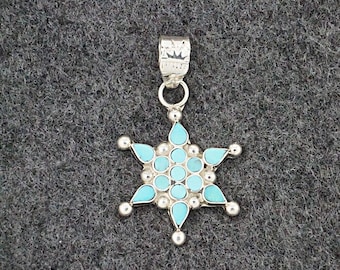 Zuni Inlay Thunderbird Dangle Earrings, Turquoise Sterling Silver ...