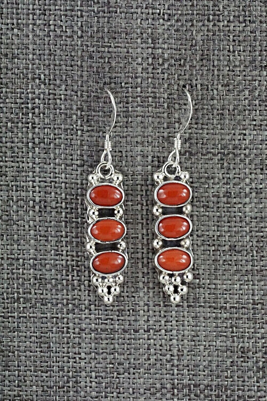 Coral & Sterling Silver Earrings Verley Betone - Etsy