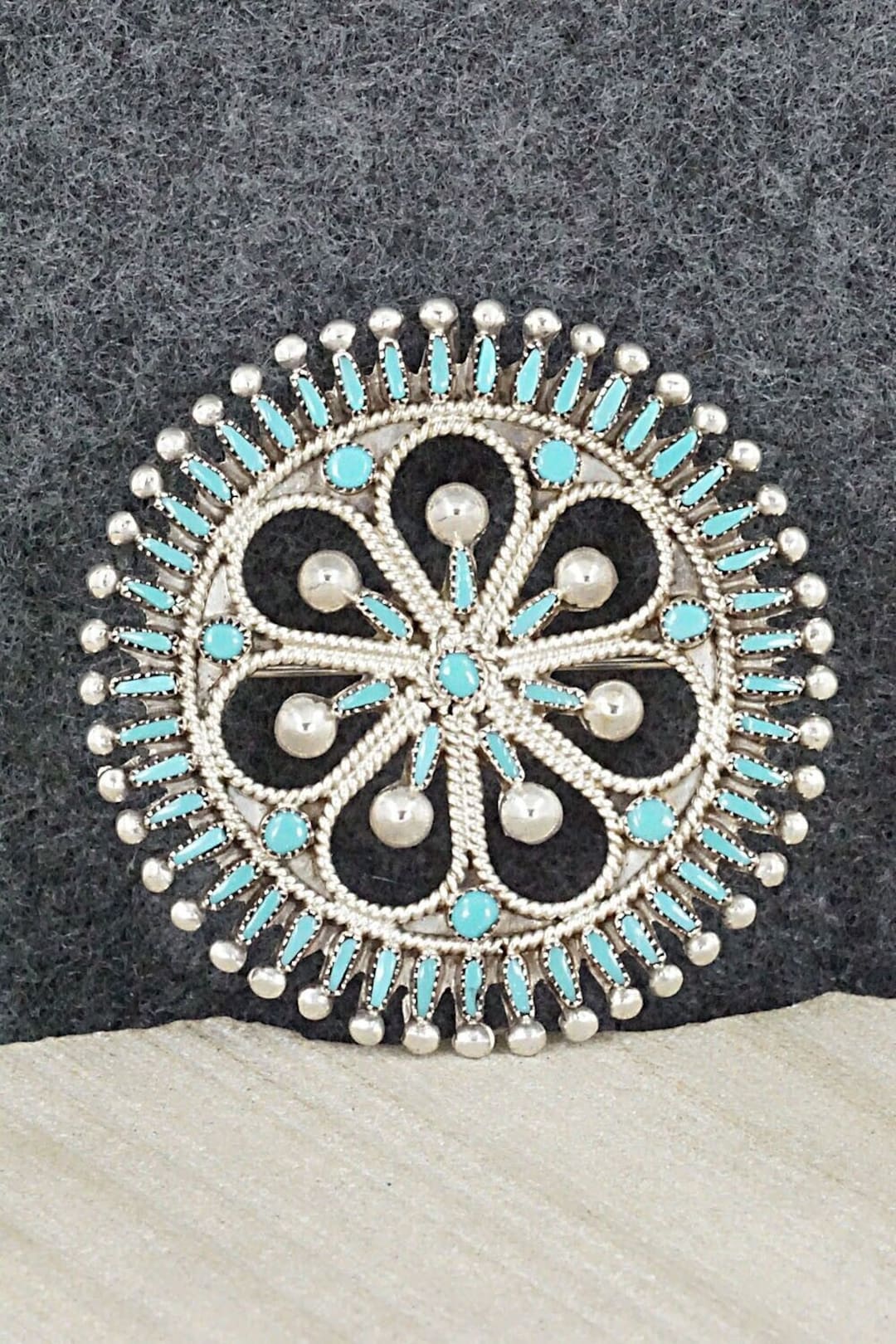 Turquoise & Sterling Silver Pendant/pin Vincent Johnson - Etsy