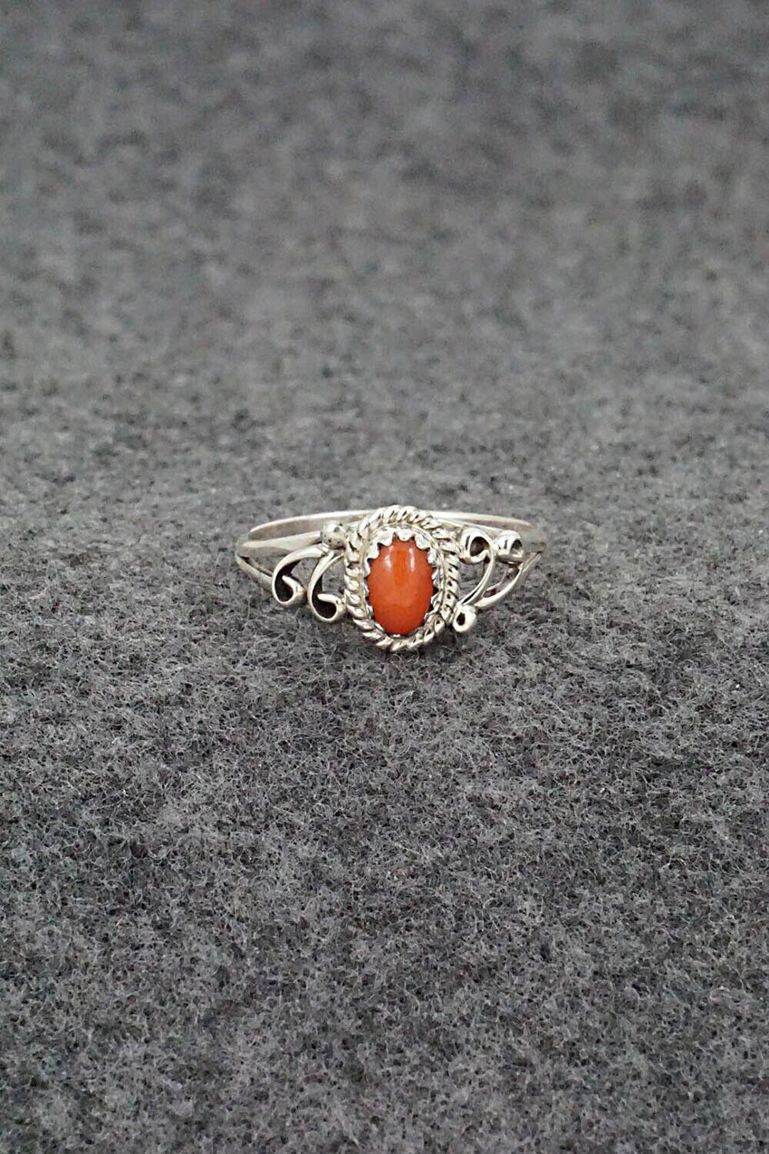Coral & Sterling Silver Ring - Letricia Largo - Size 6.75 - Etsy