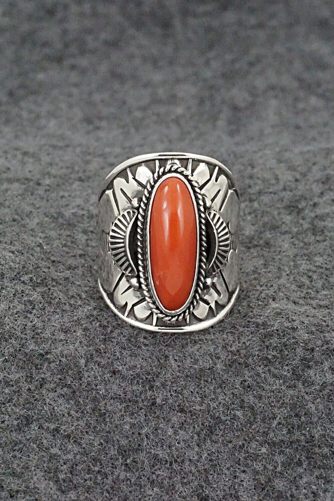 Coral & Sterling Silver Ring Derrick Gordon Size 9 - Etsy