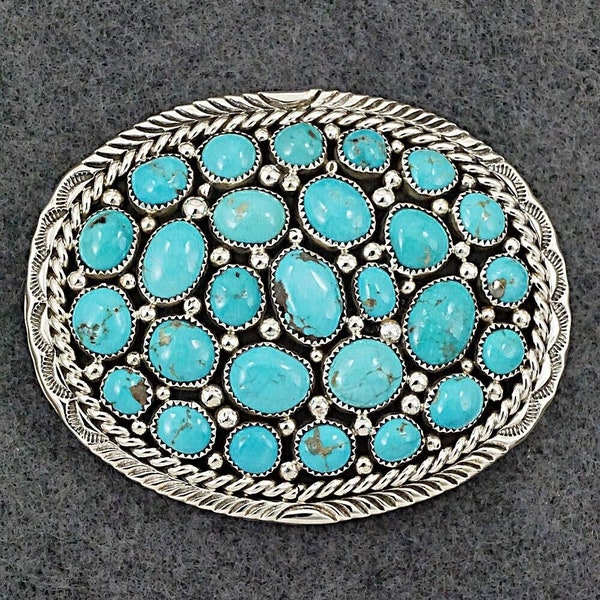 Silver Turquoise Belt Buckle - Etsy