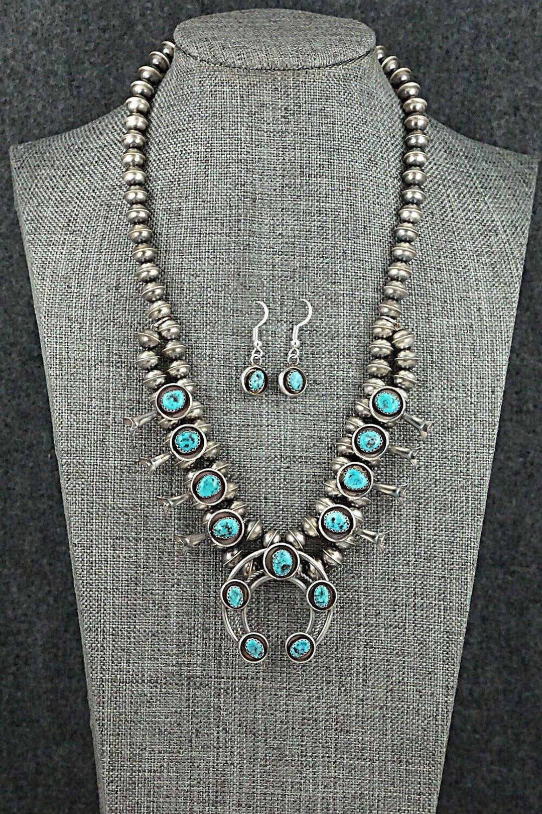 Turquoise & Sterling Silver Mini Squash Blossom Set Phil Garcia - Etsy