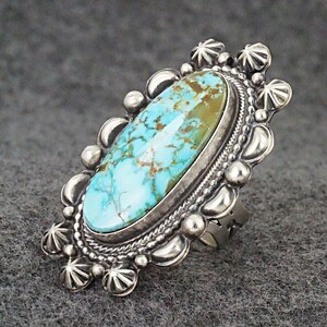 Turquoise & Sterling Silver Ring - Tom Lewis - Size 7.5 - Etsy