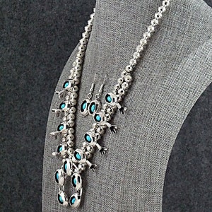 Turquoise & Sterling Silver Mini Squash Blossom Set Phil Garcia - Etsy