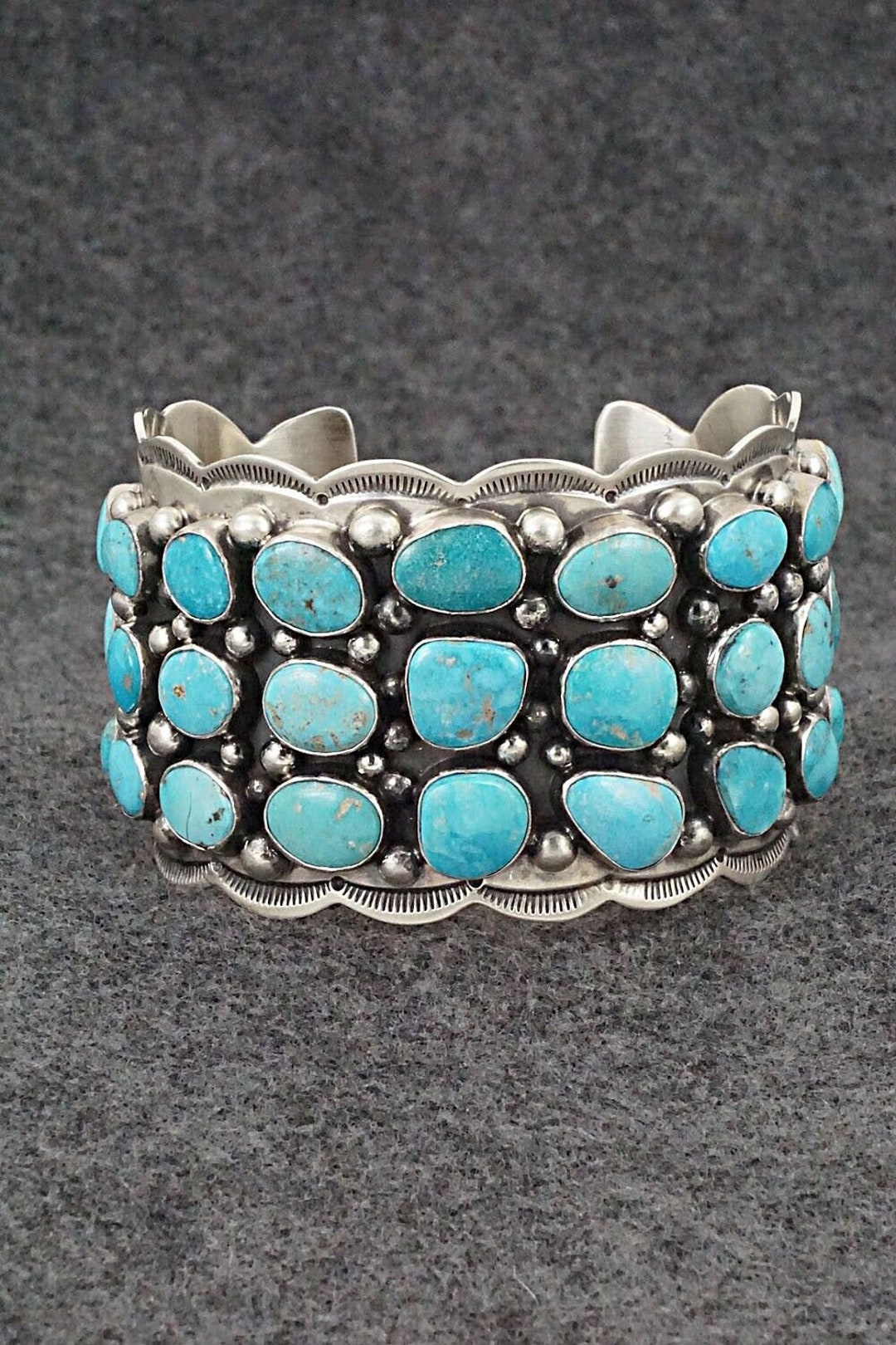 Turquoise & Sterling Silver Bracelet Tom Lewis - Etsy