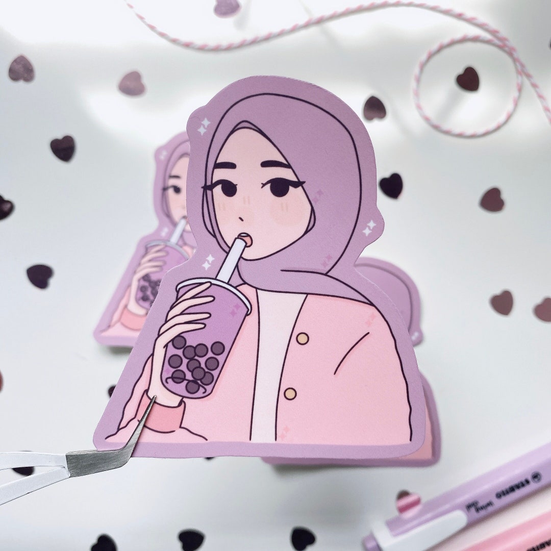 Boba Tea Hijabi - Cute Hijabi Stickers - Islamic Stickers - Cute Hijabi ...