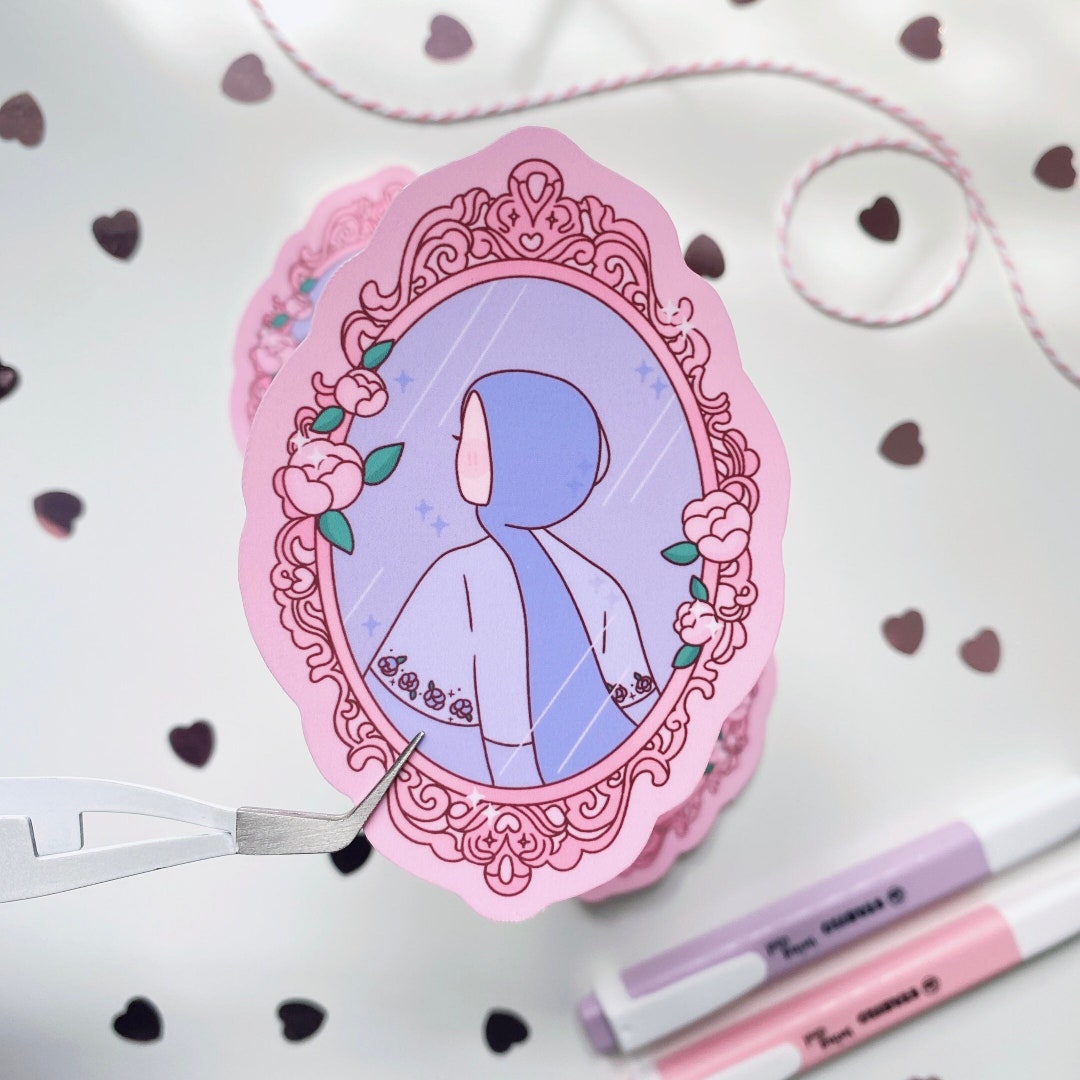 Princess Hijabi Mirror Cute Hijabi Stickers - Islamic Stickers - Cute ...