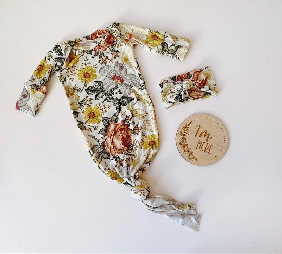 Floral Knot Gown Made From Soft & Stretchy Bamboo Add Items - Etsy