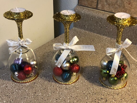 Wine glass candle holder store