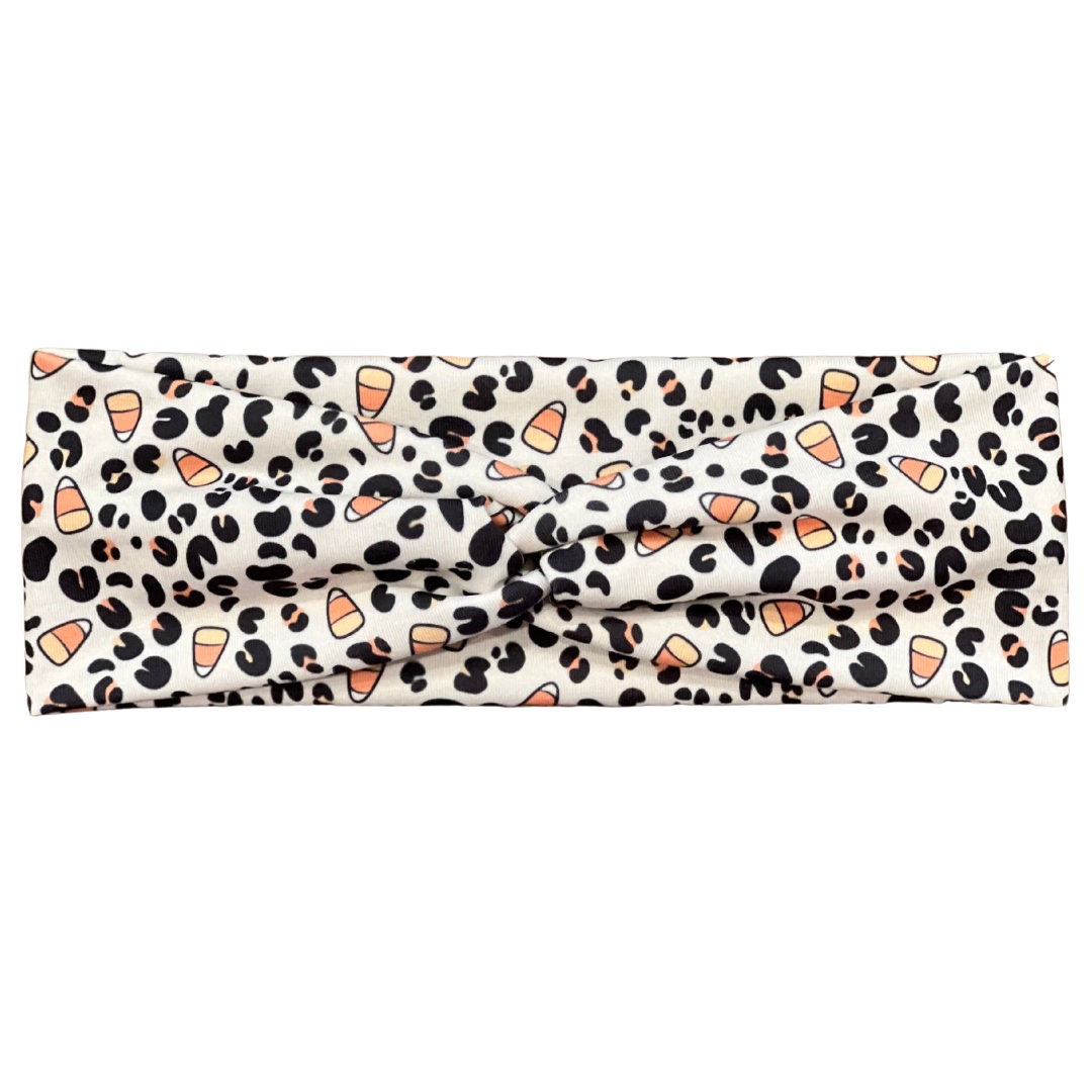 Candy Corn Leopard Adult Headband Knot Accessory Scrunchie Hard ...