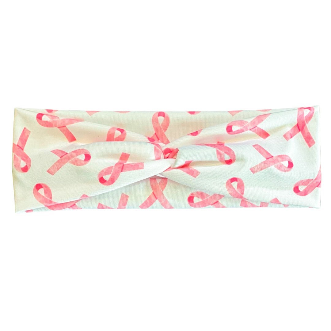 Pink Ribbons/breast Cancer Awareness Adult Headband / Knotted Headband ...