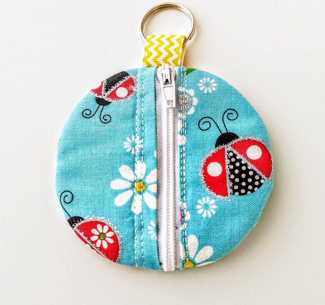 Ladybug Coin Purse: Zippered Cotton Pouch With Key Ring - Etsy
