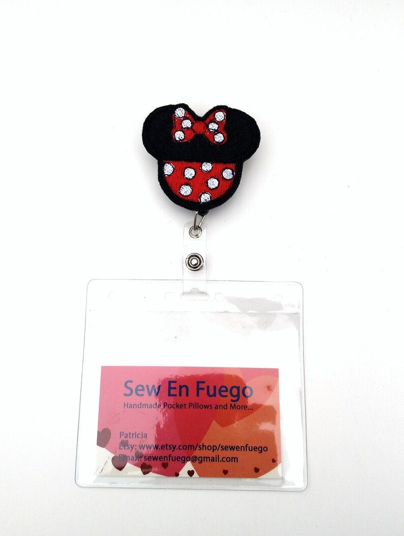 Red Minnie ID Badge Holder Badge Reel With Clip Felt - Etsy