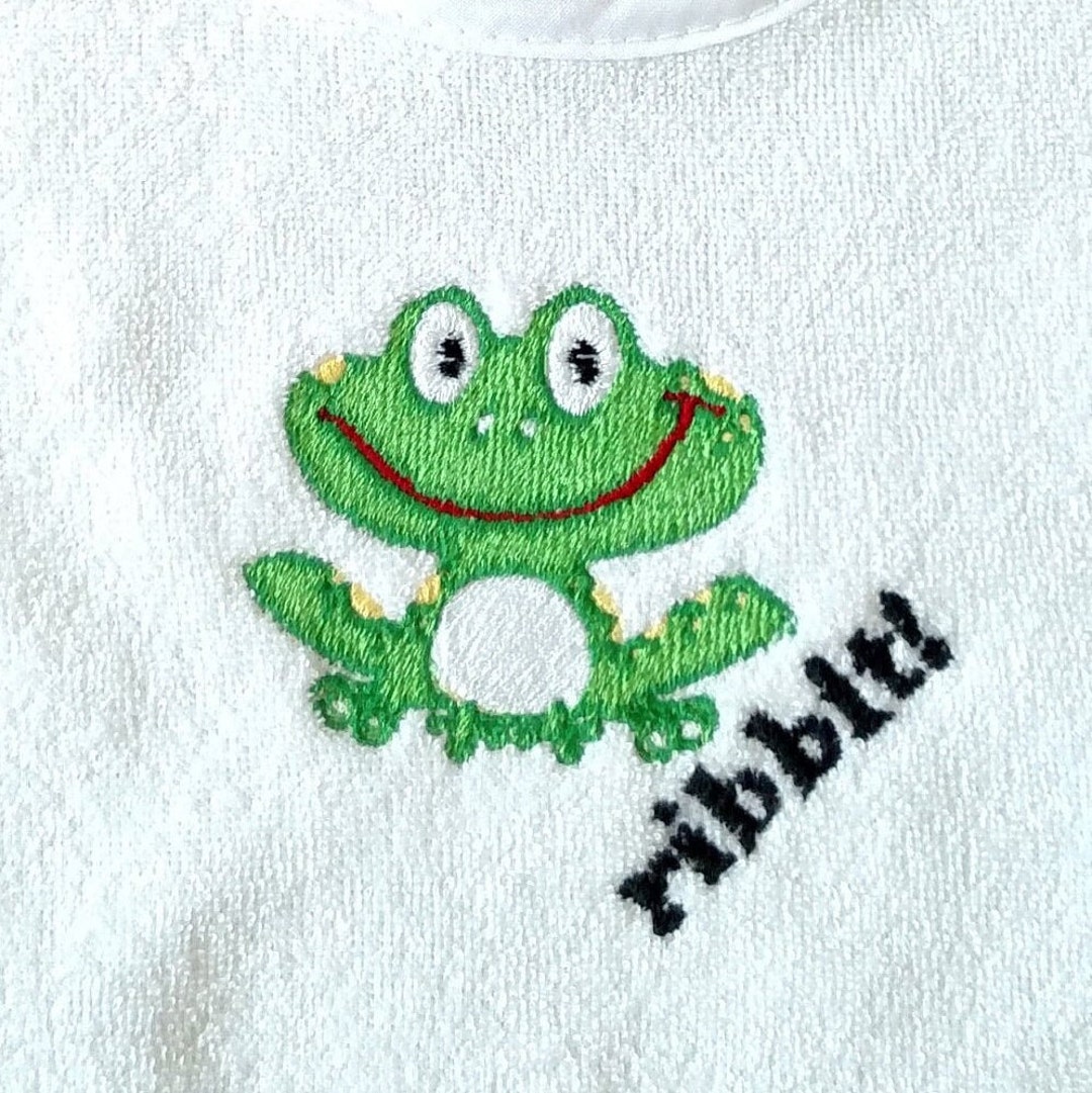 Handmade Embroidered Frog Baby Bib: Soft Terry Cloth - Etsy