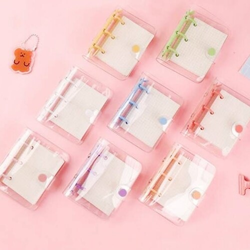 Colorful Transparent Glitter Mini 3 Ring Binder Diary Journal - Etsy