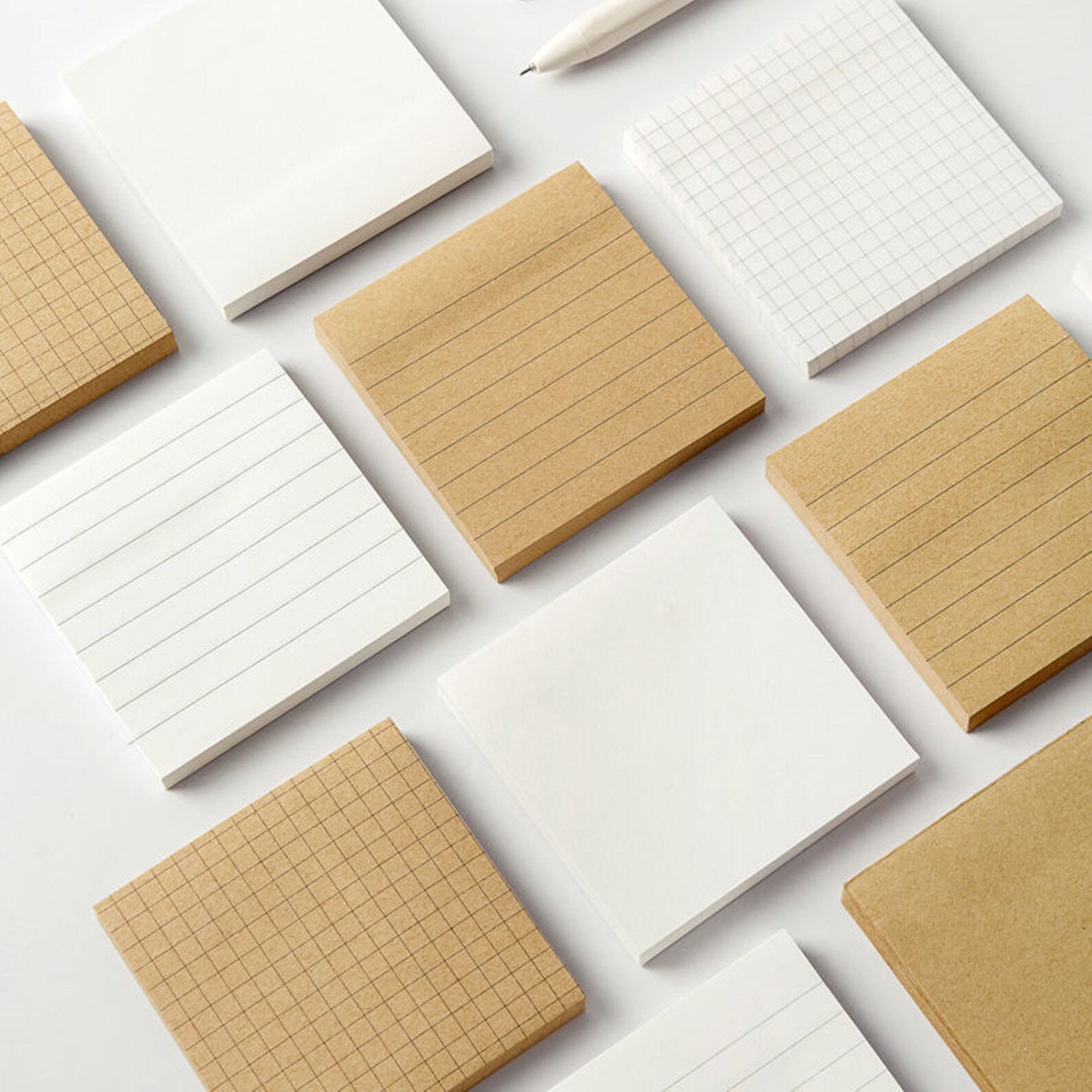 Sticky Notes Lined Blank Grid Paper Notes Kraft Memo Pad 80 - Etsy