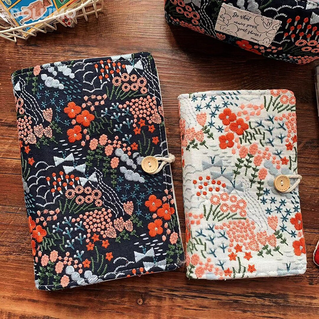 Embroidery Flower A6 A5 Binder Journal Portable Notepad Floral Notebook ...