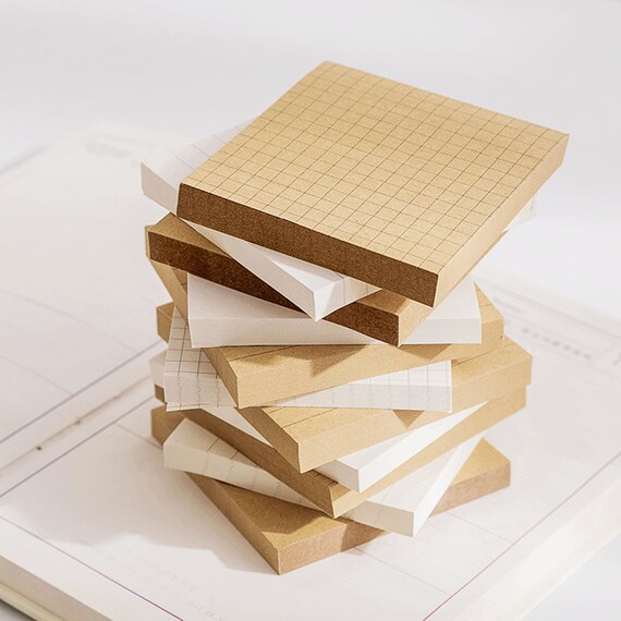 Sticky Notes Lined Blank Grid Paper Notes Kraft Memo Pad 80 - Etsy