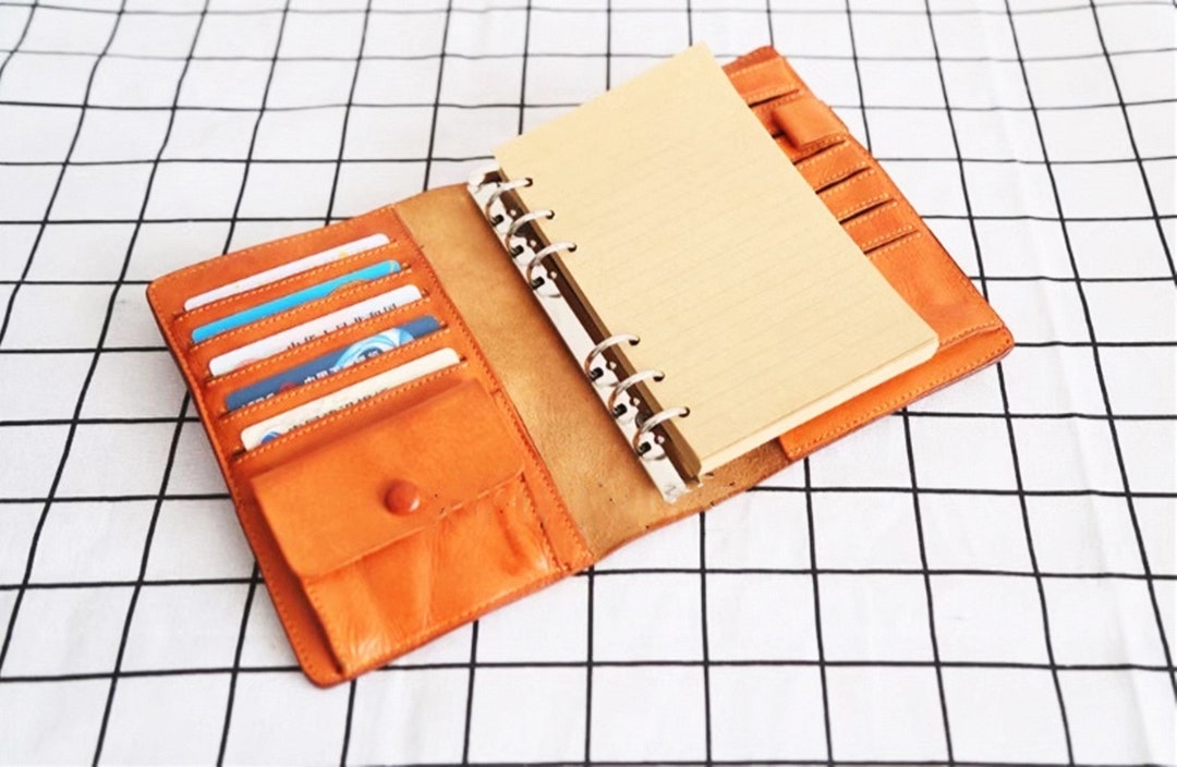 Personalized A6 Leather Binder Notebook Leather Organizer Folder ...