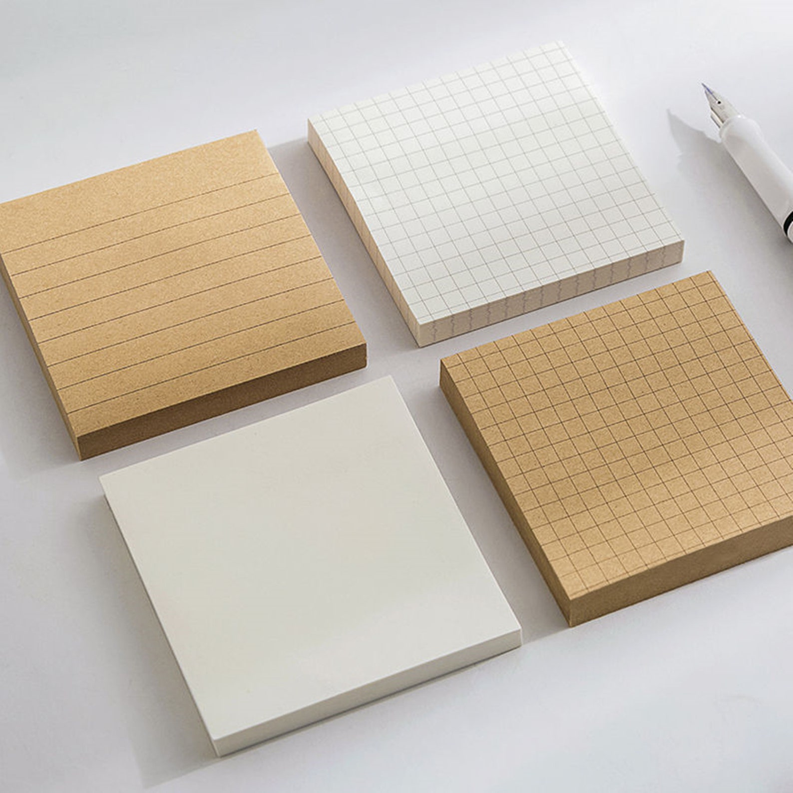 Sticky Notes Lined Blank Grid Paper Notes Kraft Memo Pad 80 - Etsy