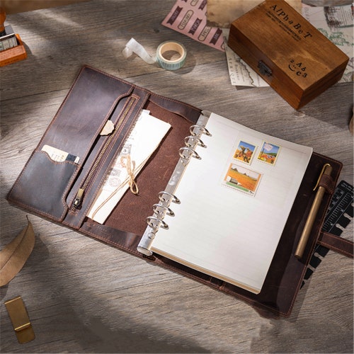 A6 Rings Binder/planner Real Leather Cover - Etsy