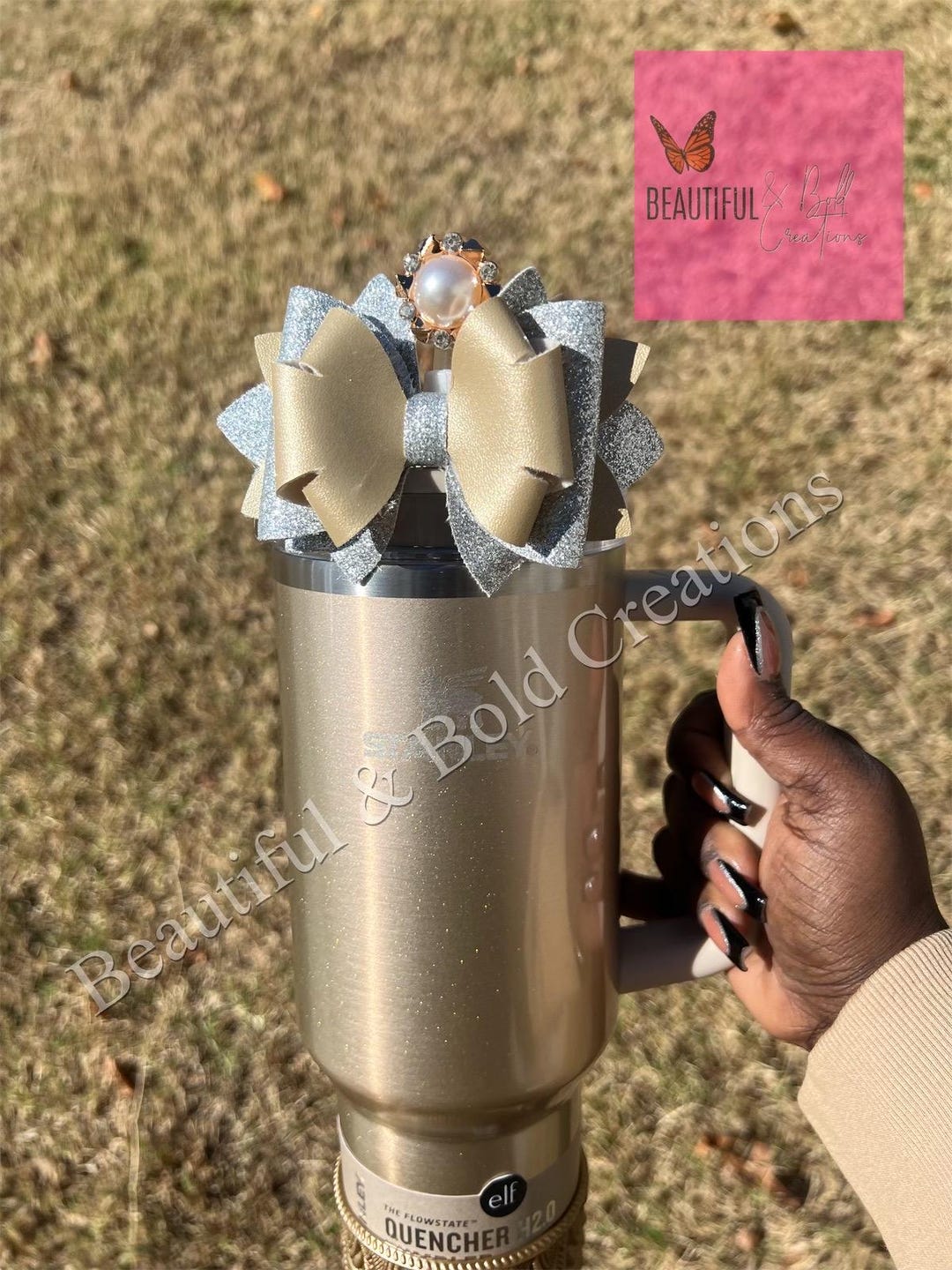 Honey Talks Gold /silver Stanley Tumbler Staw Topper Bow - Etsy