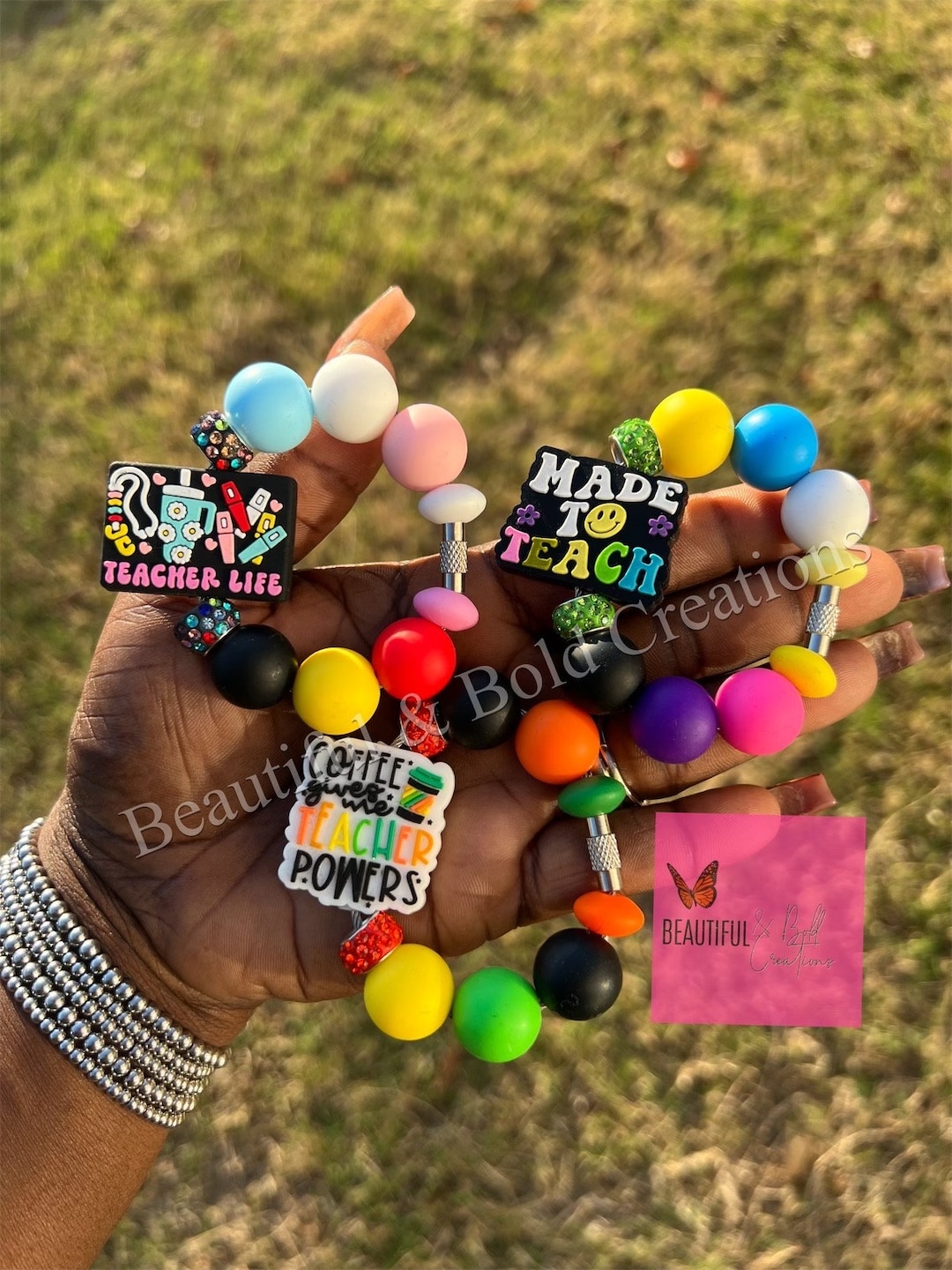 Teacher Stanley Tumbler Cup Handle Charms Bracelets Accessories - Etsy