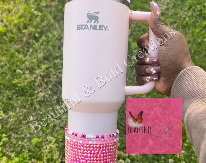 Pink Holographic Stanley Rhinestone Silicone Boot Tumbler - Etsy