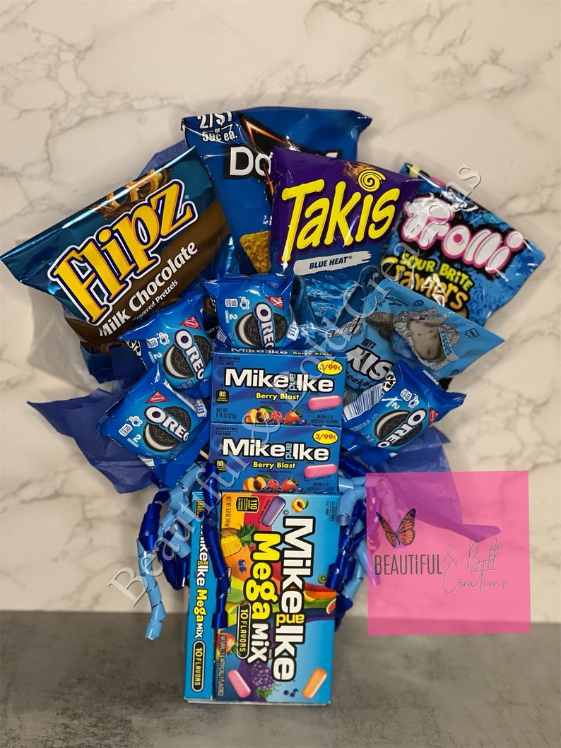 Blue Monochromatic Candy/snack Bouquet Valentine’s Day Birthday Gift - Etsy