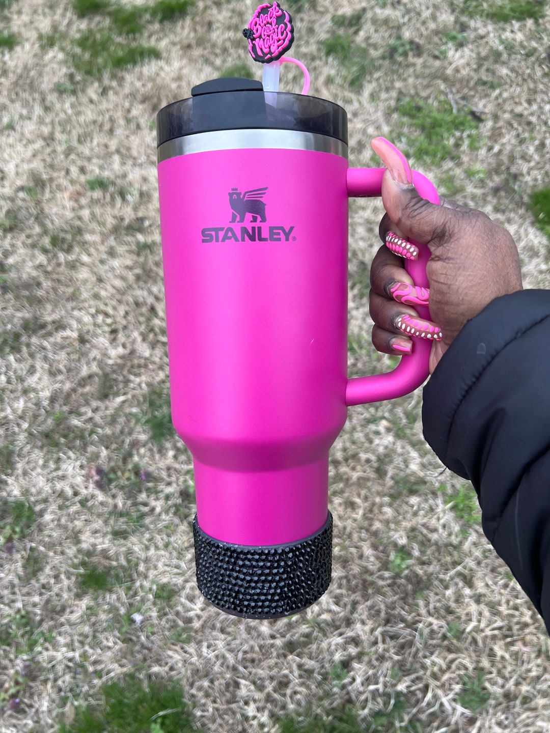 Black Stanley Rhinestone Silicone Boot Tumbler - Etsy