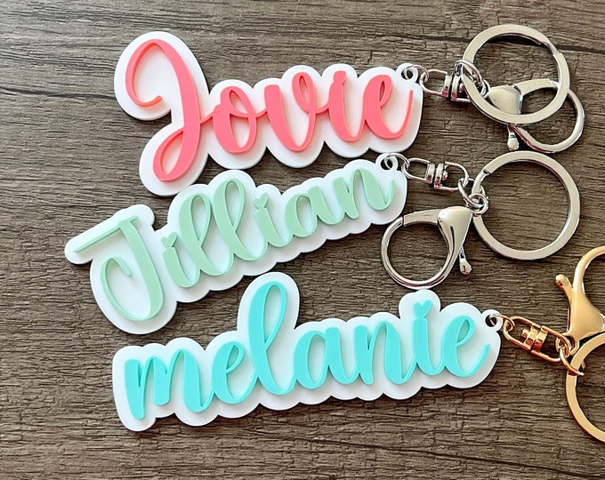 Personalized Keychain With Name, Custom Acrylic Keychains, 3D Key Chain, Cute Bag Charm or Kids ...