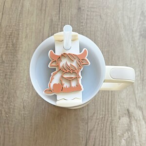 Highland Cow Tumbler Topper, Stanley Cup Tag for H2.0 Thirst Quencher ...