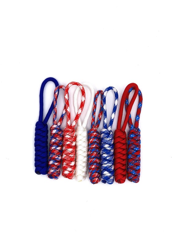Paracord Keychain red white and blue paracord key fob | Etsy