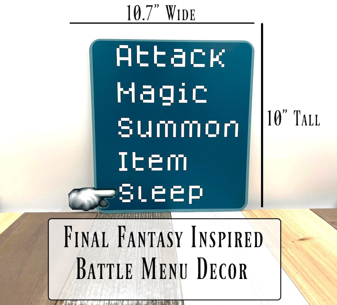 Final Fantasy Menu Wall Decor - Bedroom Decor - Final Fantasy Battle ...