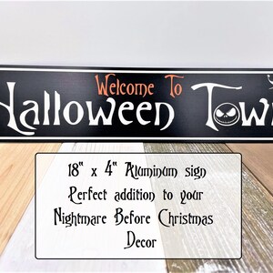 Halloween Town Metal Sign - Nightmare Before Christmas Decor (18" X 4 ...