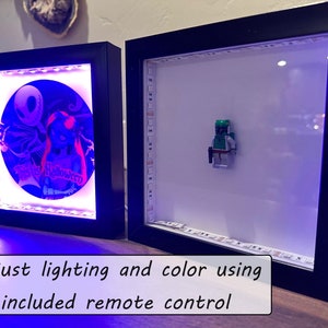 LED Light up Square Shadow Box - Black Frame Shadowbox - White Backing ...